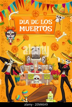 Skeleton in coffin. Dead Man in a tomb. Vector illustration Stock ...