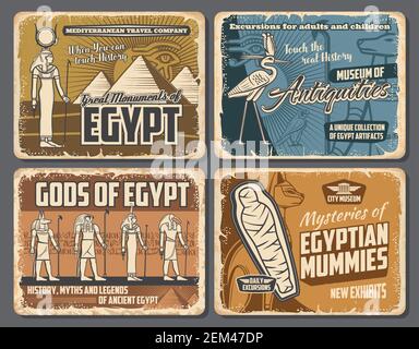 Ancient Egypt posters, vector Great pyramids of Giza, Sphinx and ...