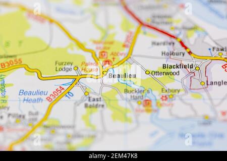 Beaulieu Shown on a road map or Geography map and atlas Stock Photo - Alamy
