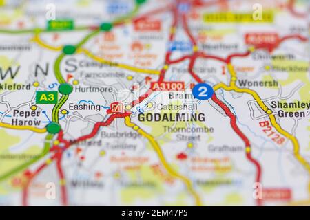 Godalming Shown on a Geography map or road map Stock Photo - Alamy
