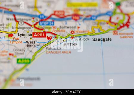 Hythe Shown on a Geography map or road map Stock Photo - Alamy