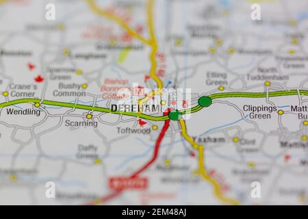 Dereham Shown on a Geography map or road map Stock Photo - Alamy