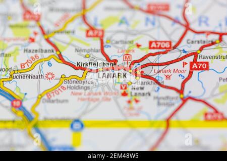Lanark Shown on a Geography map or road map Stock Photo - Alamy