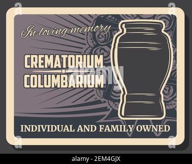 Funeral service, cremation urns vector icons, burial ceremony ...