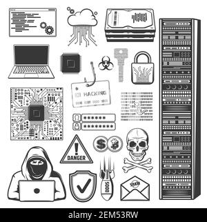 Hacker with cybercrime symbols Stock Vector Image & Art - Alamy