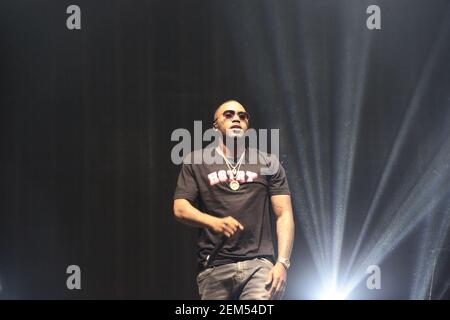 Rapper Nas (real name Nasir bin Olu Dara Jones) performing at Ibiza ...