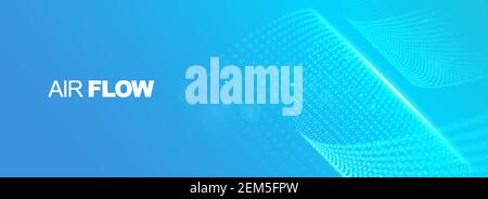 Particle waves showing a stream of clean fresh air. Flowing particles ...