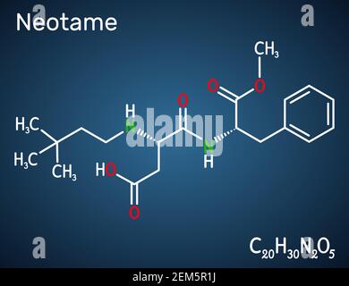 Neotame, sweetening agent, E961 molecule. It is dipeptide, artificial ...