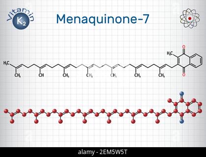 Menachinon-7, MK-7 molecule. It is vitamin K2, menaquinone. Structural ...