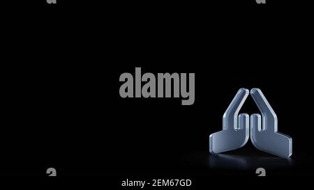 3d rendering glass symbol of praying hands isolated on black background ...