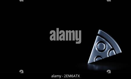 3d rendering glass symbol of pizza slice isolated on black background ...