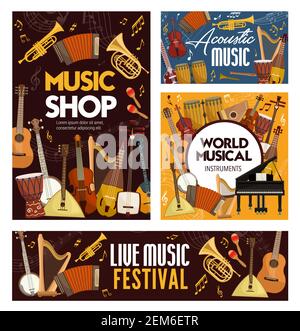 Shop with musical instruments. Piano with notes. Life is classical ...