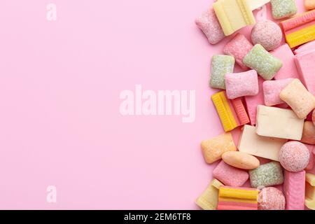 Many various colorful chewing or bubble gum including Turbo, BomBibom ...