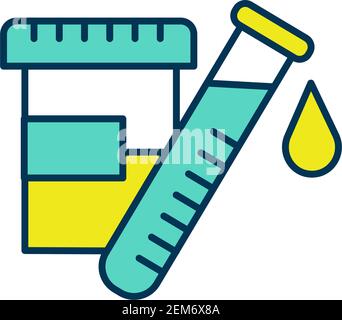 Sample Medical urinalysis laboratory test in hand. Line drawing black ...