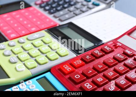 Closeup view of modern calculators Stock Photo - Alamy