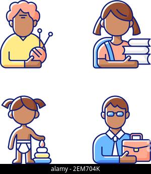 Aging process RGB color icons set Stock Vector Image & Art - Alamy