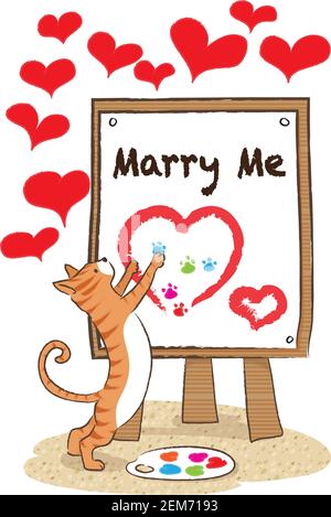 vector cartoon marry me Stock Photo - Alamy