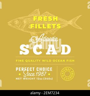 Fresh Fillets Premium Quality Label . Abstract Vector Fish Packaging ...