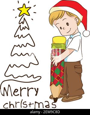 happy boy holding a pencil Stock Vector Image & Art - Alamy