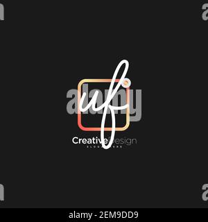 UF Initial Letter handwriting logo hand drawn template vector, logo for ...