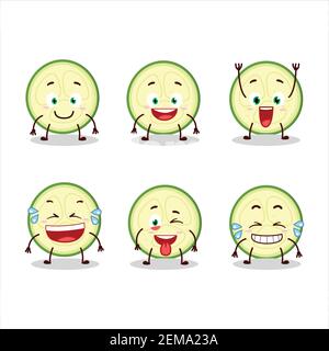Cartoon character of slice of zucchini with smile expression. Vector ...