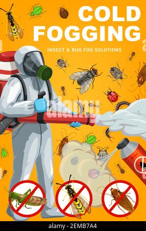 Cockroach insect control with cold fogging method. Pest control vector ...