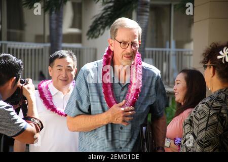Waikiki, Oahu, Hawaii, USA, - February 6, 2023: Crowds of People on ...