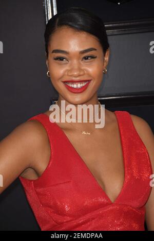 Amber Mark arrives at the 61st Annual Grammy Awards red carpet at the ...