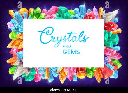 Frame with crystals or crystalline minerals. Jewelry precious or ...