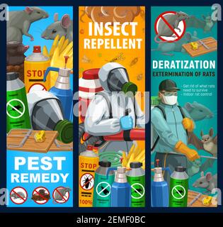 Pest control, disinfestation and deratization sanitary service vector ...