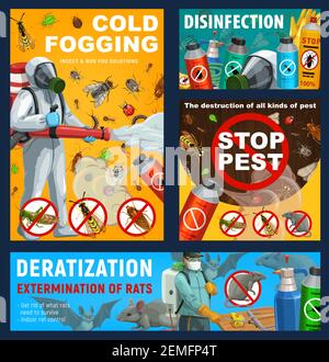 Insect control vector posters. Extermination, pest control workers ...