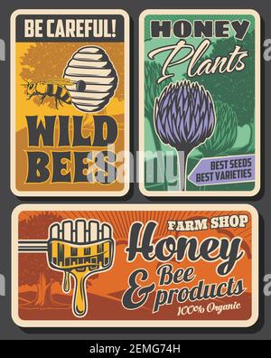 Beware of bee sign, Vector Illustration on white background Stock ...