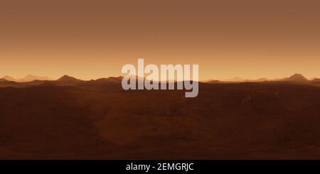 360° view of 360 Panorama of Mars sunset, environment map ...