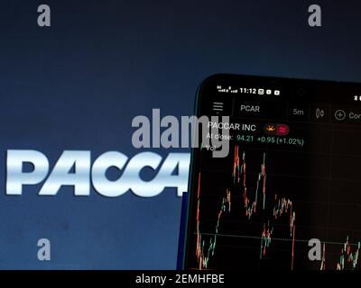 In this photo illustration, PACCAR Inc. logo seen displayed on a smartphone Stock Photo - Alamy