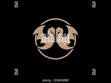 creative circle dragon head logo vector concept Stock Vector Image ...