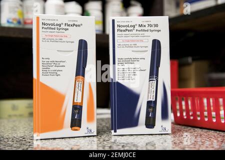 Packages of NovoLog insulin injectors, manufactured by Novo Nordisk ...