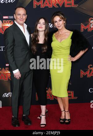 Clark Gregg, his daughter Stella Gregg and his wife Jennifer Grey ...
