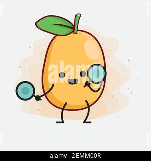 Vector Illustration of Kumquat Fruit Character with cute face, simple ...