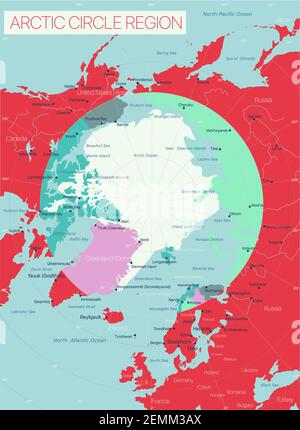 North Pole detailed editable map with regions geographic sites. Vector ...