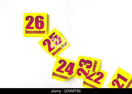 December 26th. Day 26 of month, Calendar date. Yellow sheet of the ...