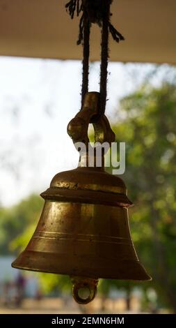 Traditional symbols of the Hindu religion - the bells. Inside of ...