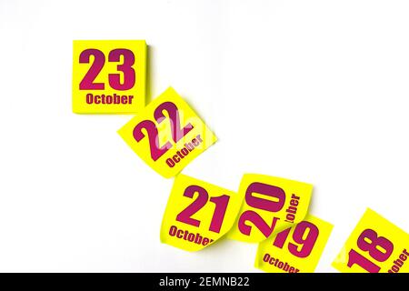 October 23rd. Day 23 of month, Calendar date. Yellow sheet of the ...