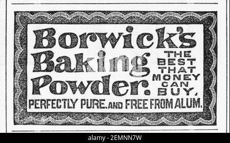 Old Victorian magazine newsprint Borwick's baking powder advert from ...