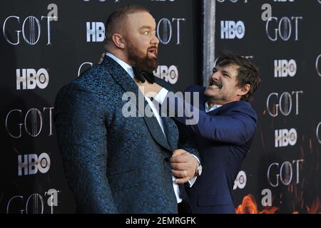 Hafthor Bjornsson and Pedro Pascal attend the premiere for the final ...