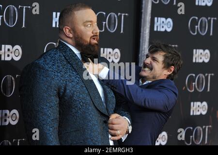 Hafthor Bjornsson and Pedro Pascal attend the premiere for the final ...