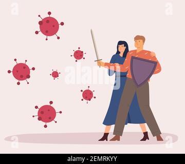 Man fight covid-19 corona virus. cure corona virus. people fight virus ...