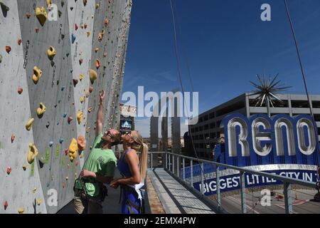 BaseCamp climbing wall, Whitney Peak Hotel, Reno, Nevada, United States ...