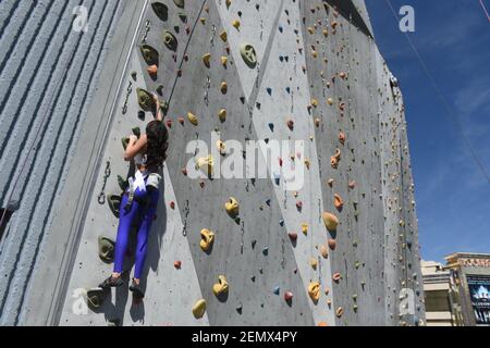 BaseCamp climbing wall, Whitney Peak Hotel, Reno, Nevada, United States ...