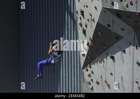 BaseCamp climbing wall, Whitney Peak Hotel, Reno, Nevada, United States ...