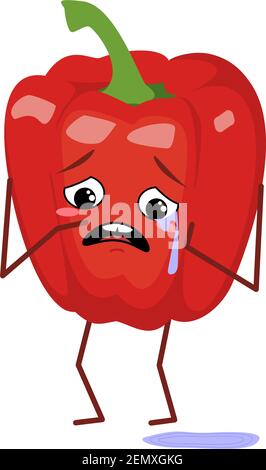 cute red pepper vegetable cartoon illustration Stock Vector Image & Art ...